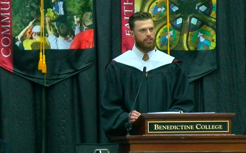Harrison Butker speaking at Benedictine College graduation - NewsBreak