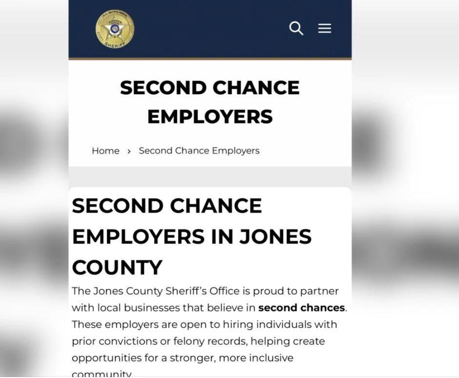 Jones County Sheriff’s Office launches second chance employers list ...