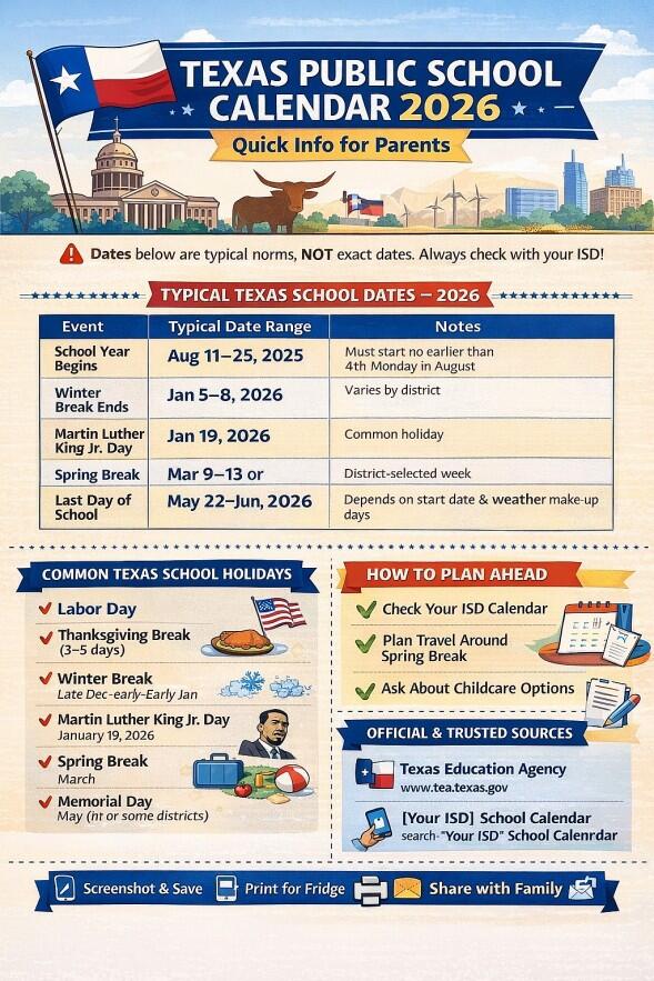 Texas School Holidays in 2026: Key Dates, And Breaks - NewsBreak