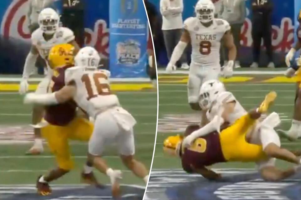 Refs eviscerated for controversial non-targeting call in Texas-Arizona ...