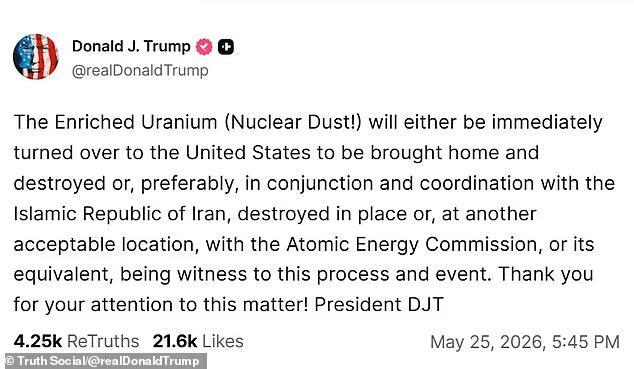 Trump reveals plan to destroy Iran's 'nuclear dust' as he irons out ...