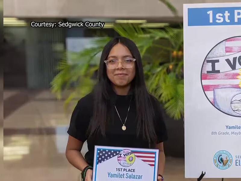 8th grader wins Sedgwick County’s ‘I voted’ sticker contest