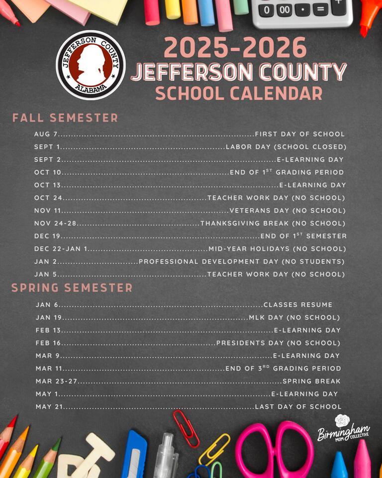 Jefferson County School Calendar 2025-2026 + FREE PRINTABLE - NewsBreak