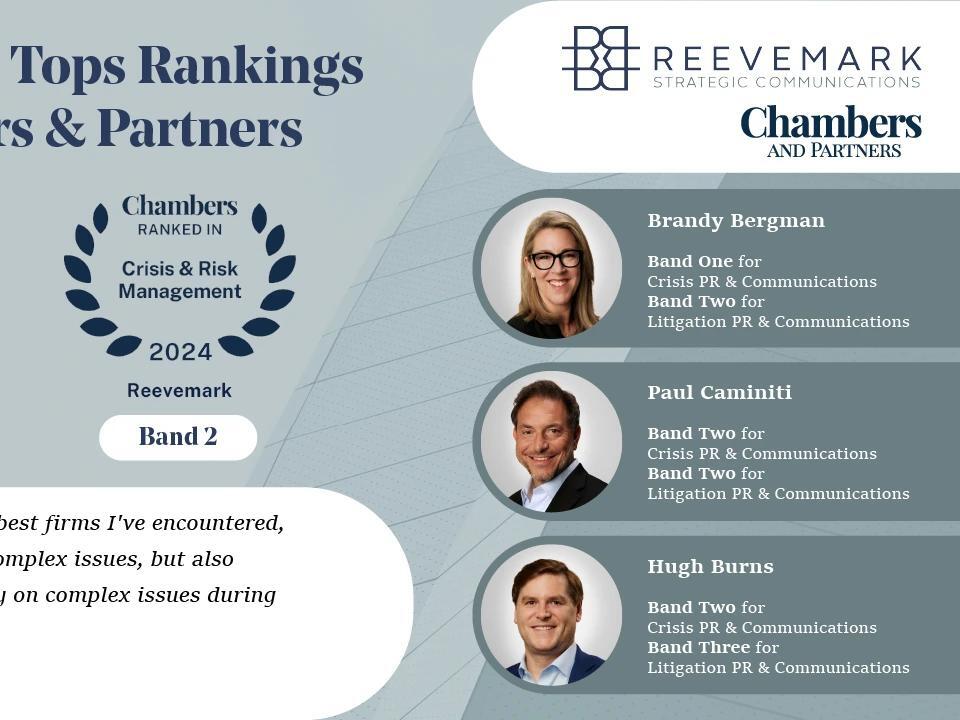Reevemark Earns Top Rankings in Chambers and Partners’ Litigation PR ...