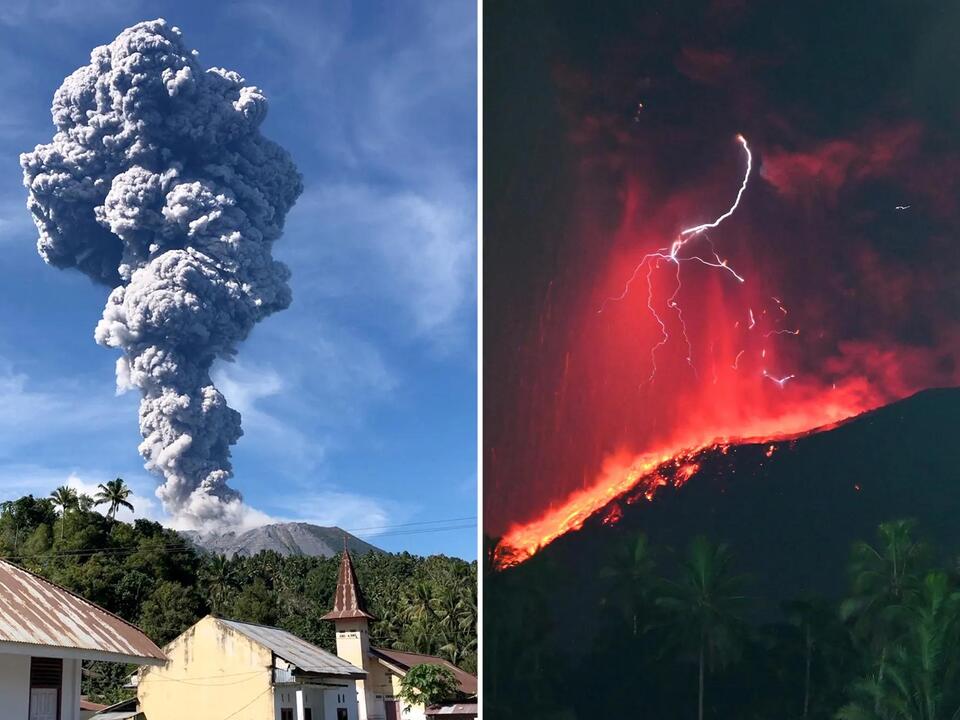 Images show spectacle of Indonesian volcano eruption as authorities ...