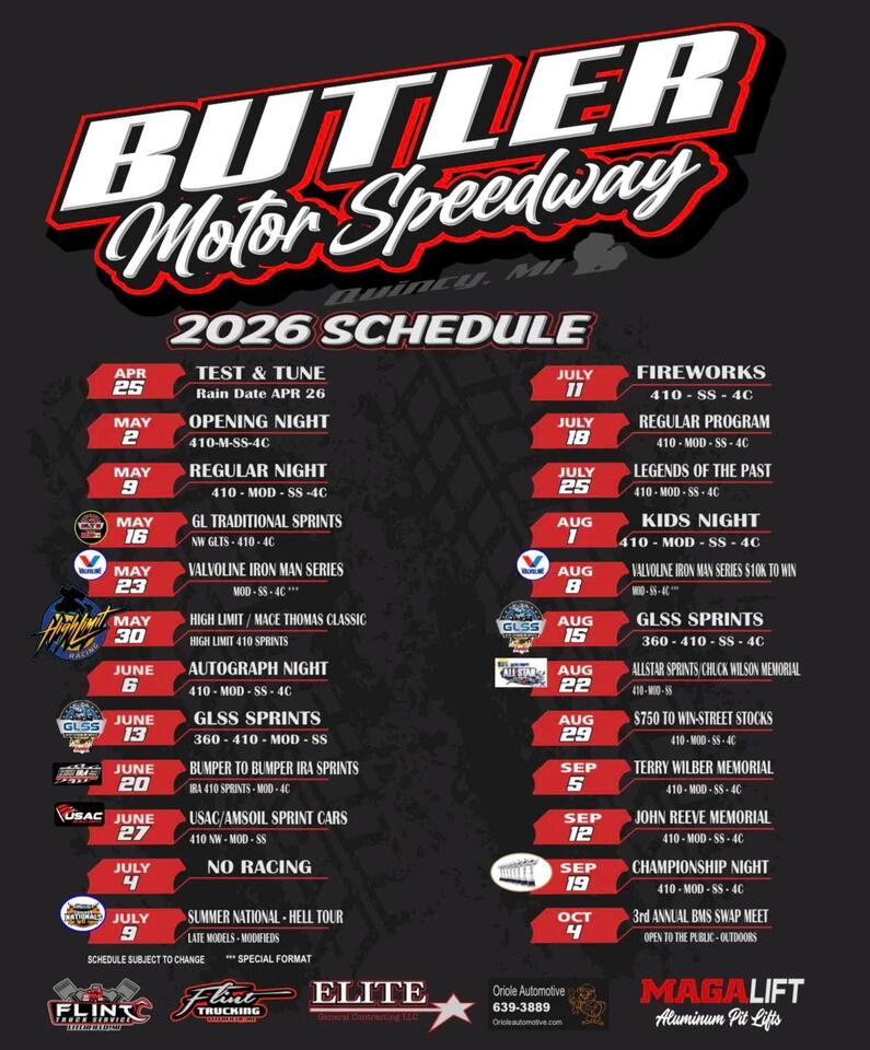 Butler Motor Speedway announces 2026 schedule - NewsBreak