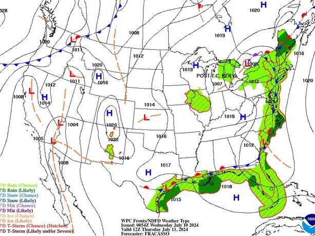 Heat and humidity may ease slightly as a cold front nears Coastal ...