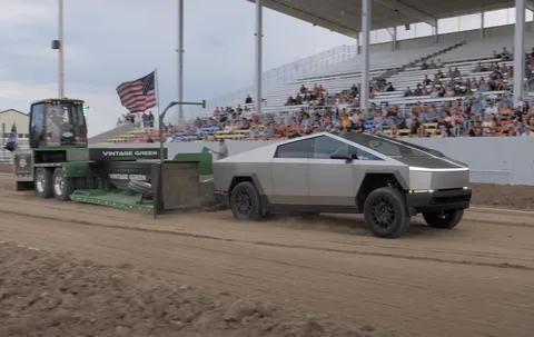 Tesla Cybertruck taken to tractor pull struggles to keep up with diesel ...