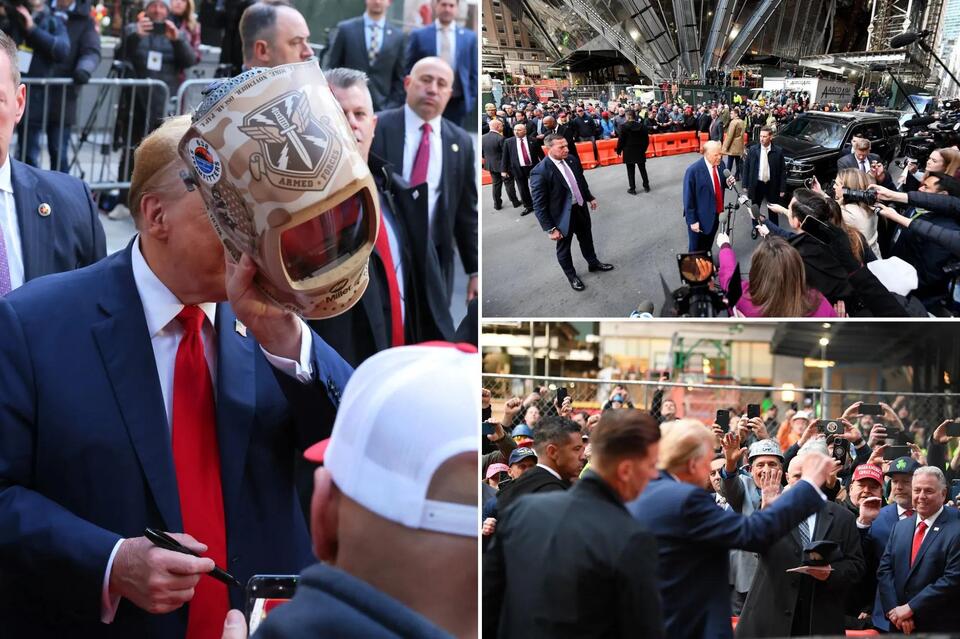 Union workers cheer Trump’s return to NYC after he stopped at ...