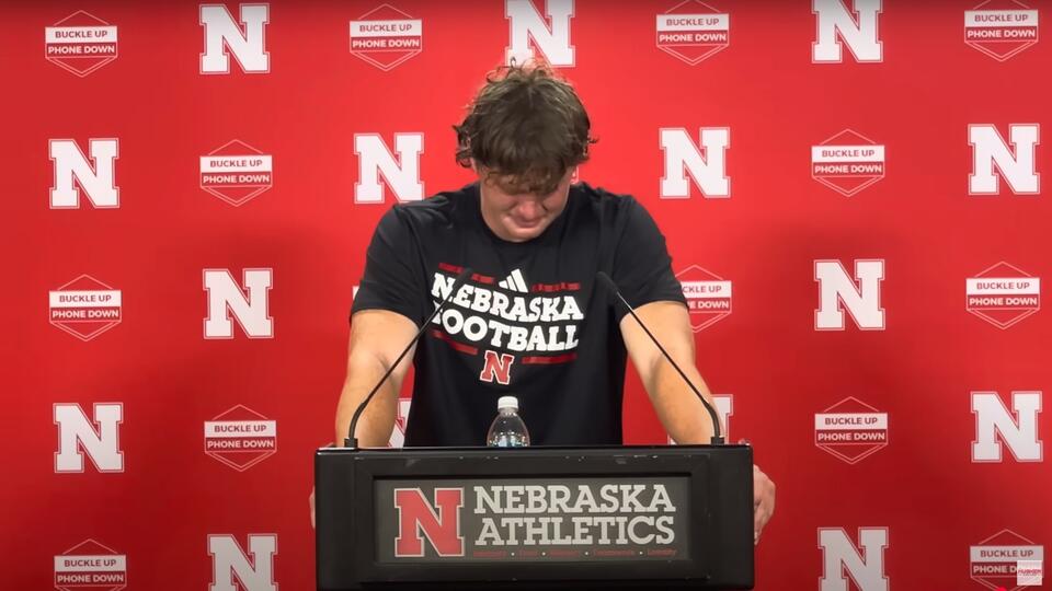 Nebraska punter breaks down in tears during press conference - NewsBreak