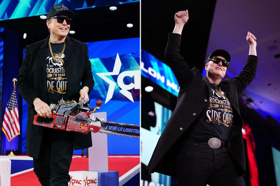 Elon Musk wields ‘chainsaw for bureaucracy’ on stage at CPAC to symbolize DOGE’s massive ...