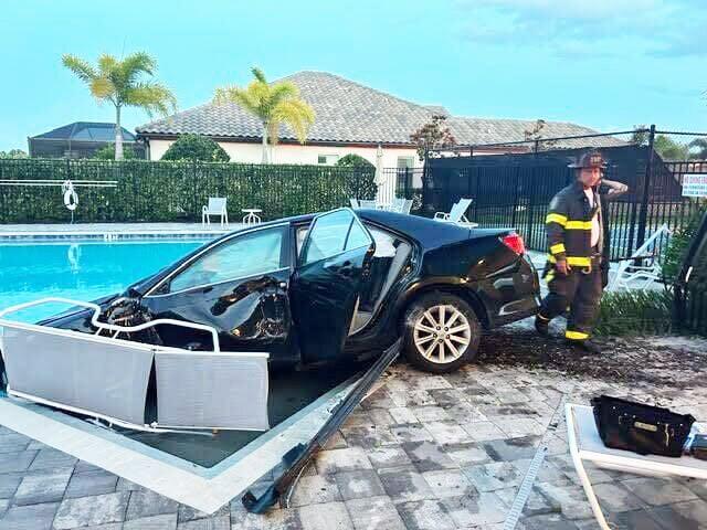 Cops: Crash into community pool was single-vehicle wreck