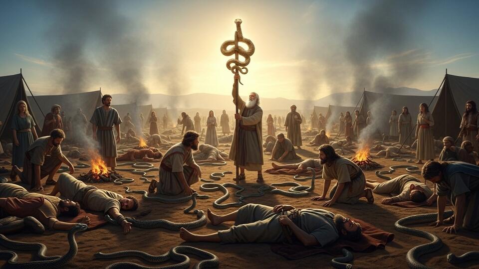 God commanded Moses to make a metal snake to cure people bitten by ...