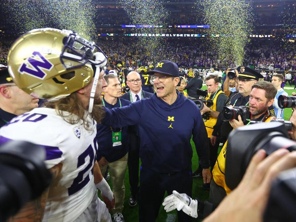 Jim Harbaugh reacts to 'glorious feeling' of national title win over ...