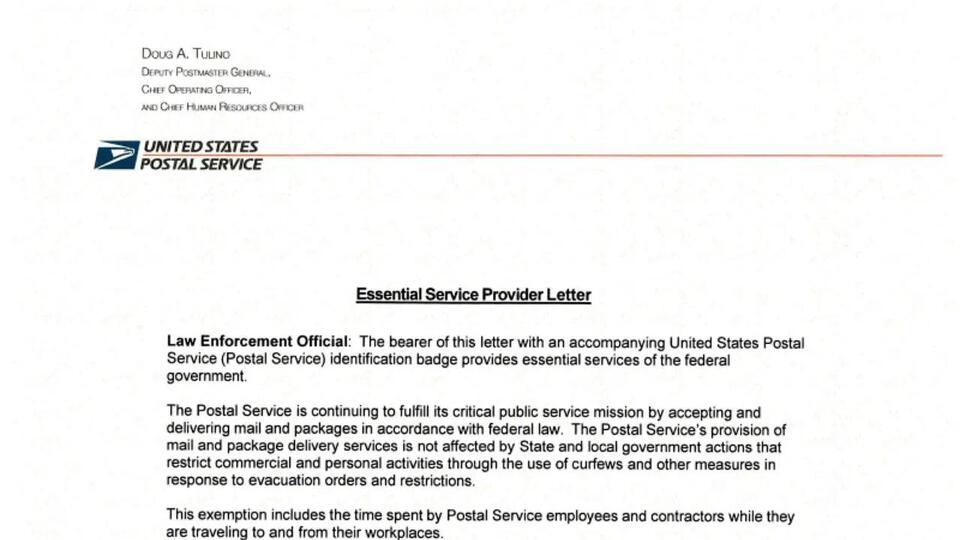 US Postal Service sent essential services letter to employees. Here’s ...