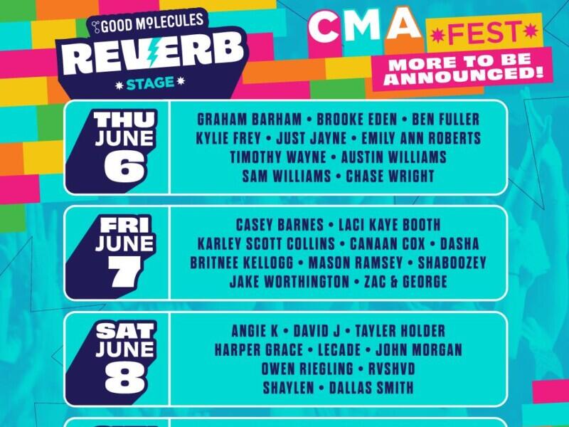 2024 CMA Fest Good Molecules Reverb Stage Lineup
