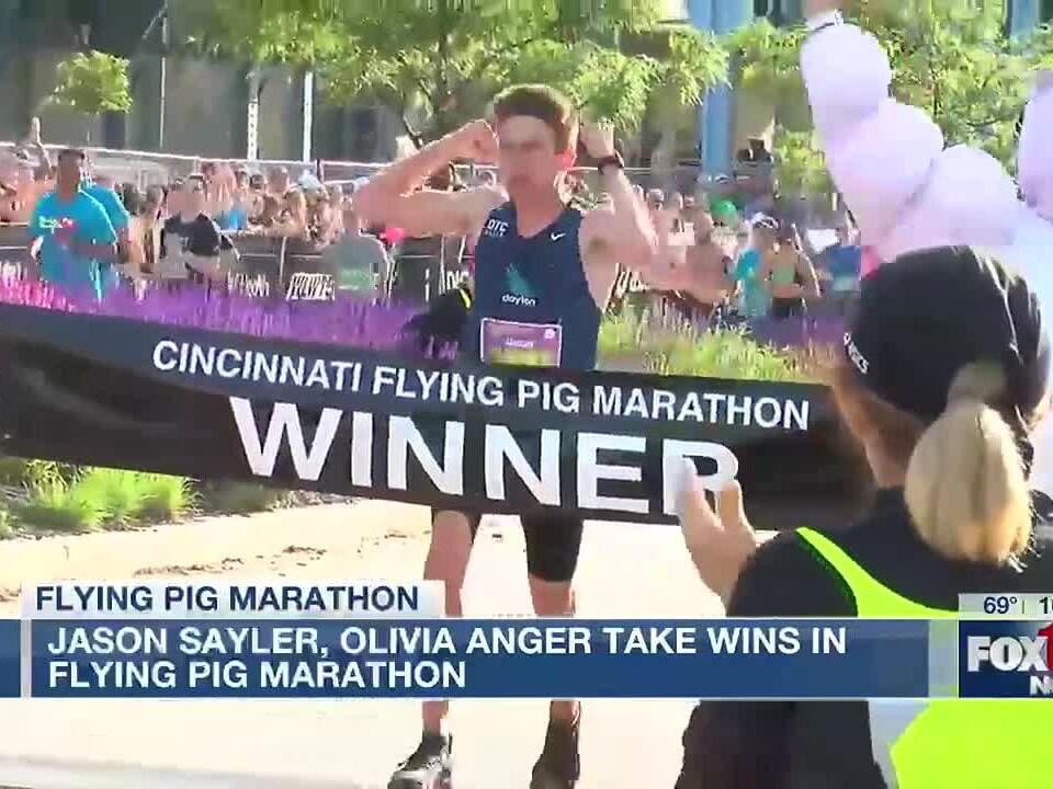 Jason Sayler, Olivia Anger take wins in Flying Pig Marathon