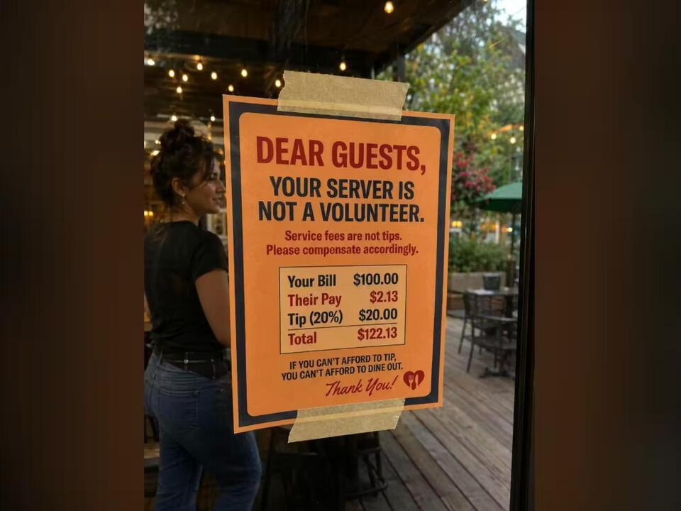 Houston restaurant's viral sign demanding tips is an AI-generated fake ...