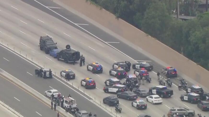 Pursuit standoff shuts down 91 Freeway - NewsBreak