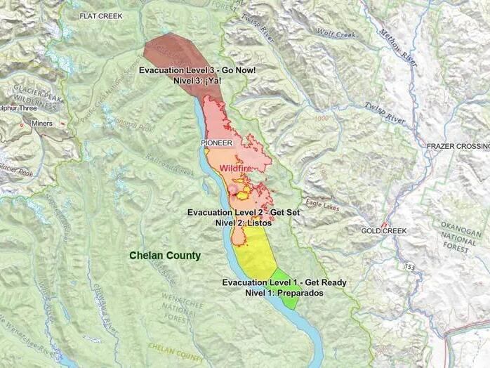 Pioneer Fire now a quarter-mile from Stehekin, Level 3 Evacuations in place