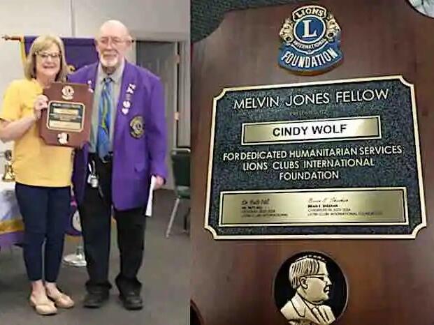Cindy Wolf of the Heritage Lions Awarded the Melvin Jones Fellowship