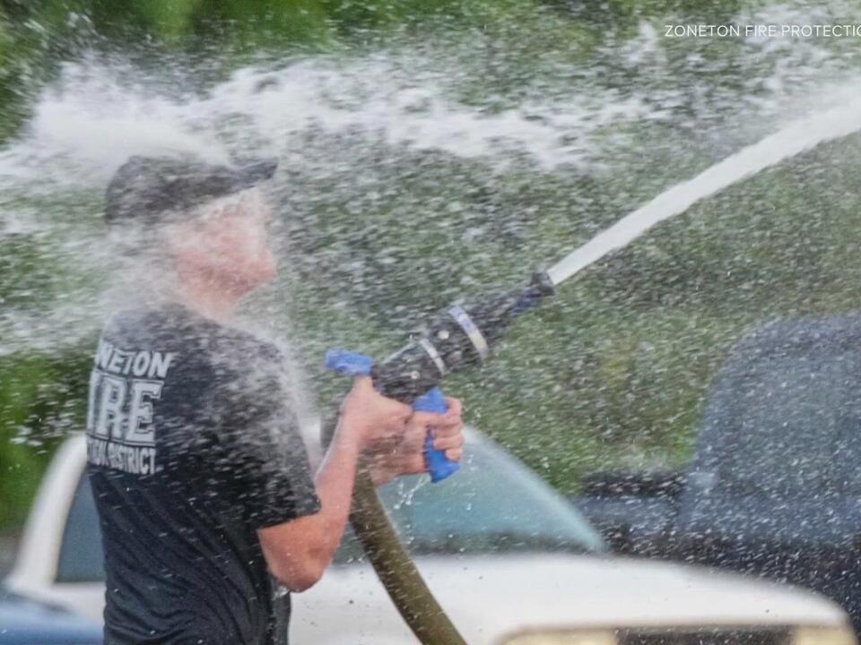 Zoneton Fire crews enjoy water fights amid hot weather