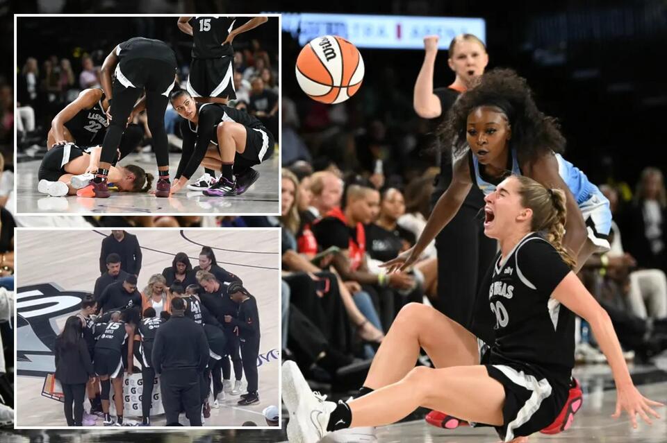 Aces’ Kate Martin suffers scary leg injury as teammates shield her from ...