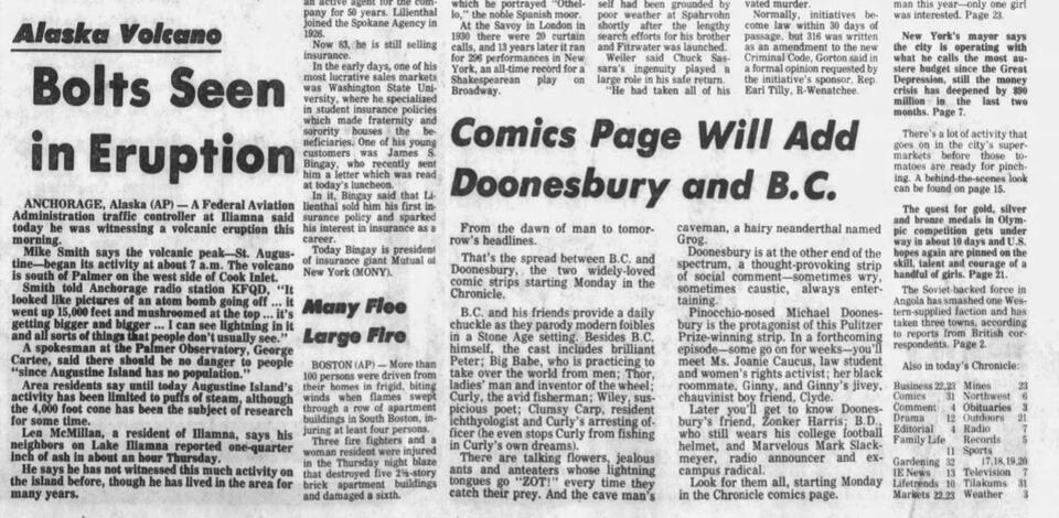This day in history: Chronicle begins running Doonesbury. Spokane ...