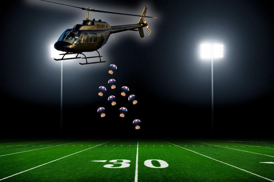 Chick-fil-A Drops Swag from Helicopter at Bixby Central Football Game ...