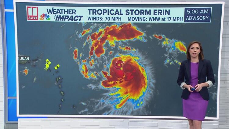 Tracking Tropical Storm Erin: Friday 5am track - NewsBreak