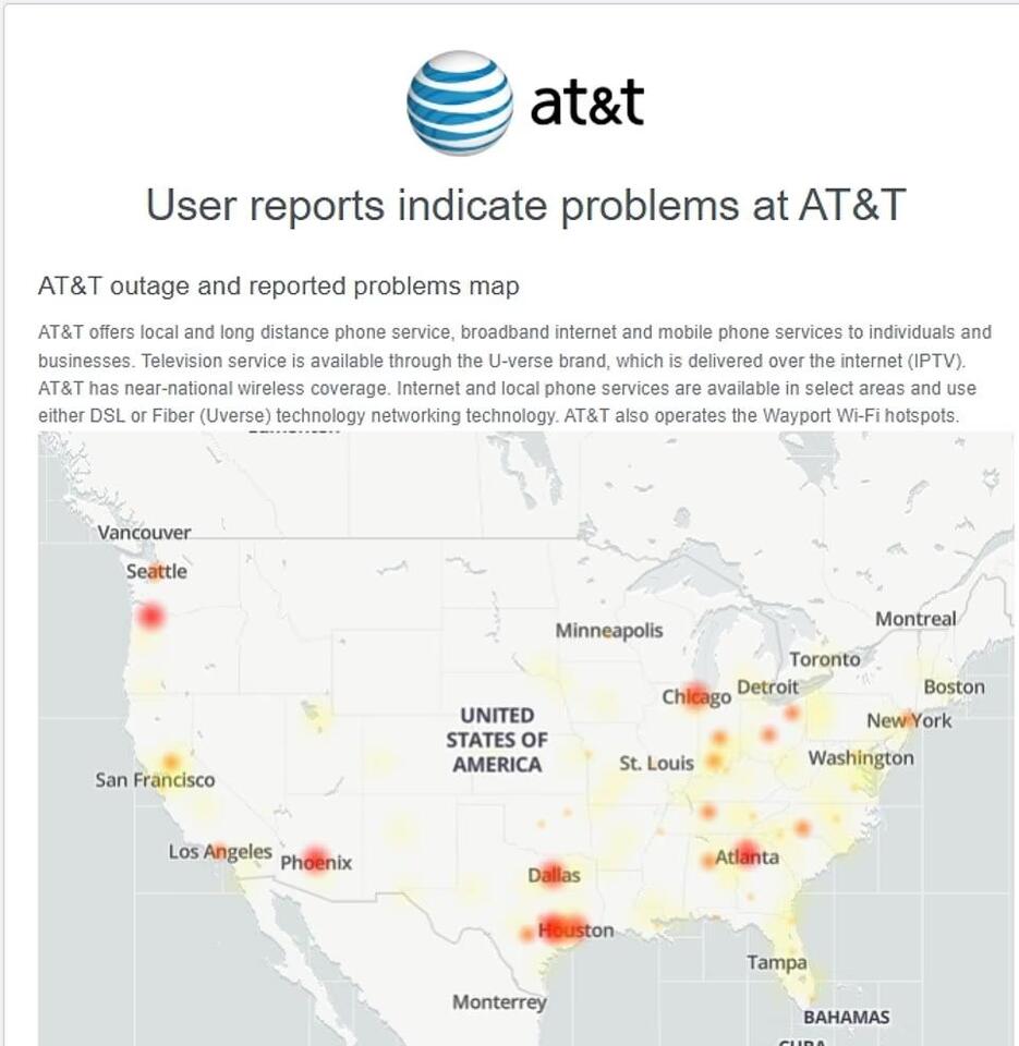 AT&T down: Outage map shows cities with no signal - NewsBreak