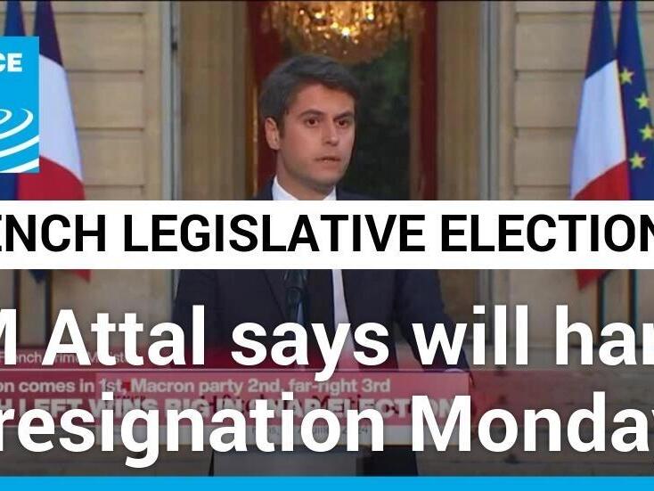 French PM Attal says will hand in resignation Monday, hails new ...