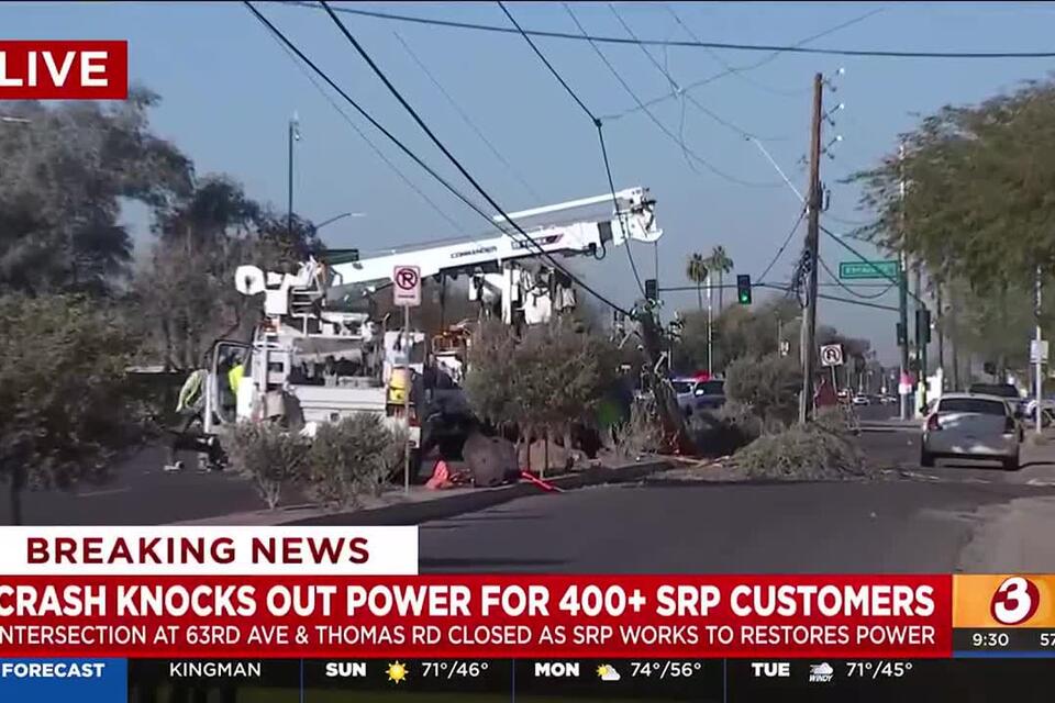 Crash causes power outage for 400+ customers in west Phoenix - NewsBreak