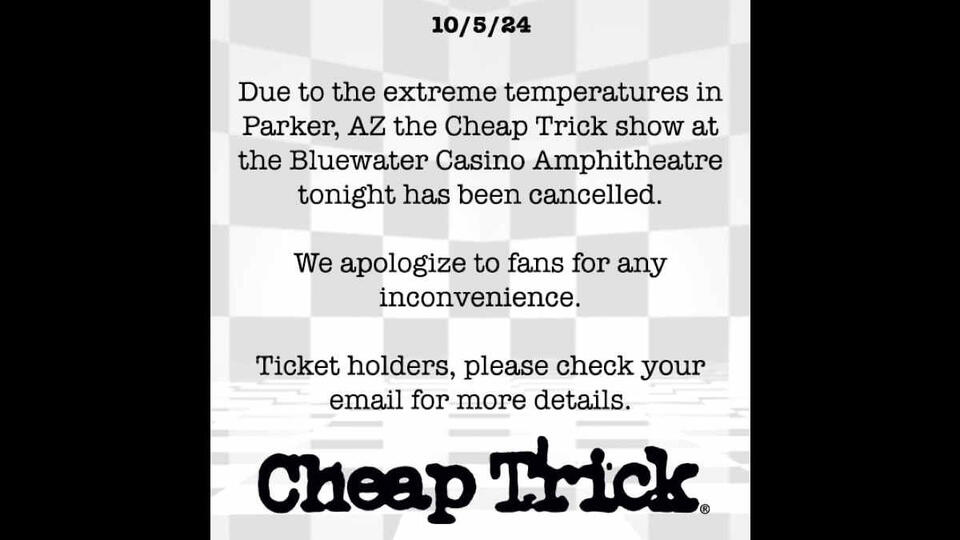 Cheap Trick Forced To Cancel Concert Hours Before Hitting The Stage ...