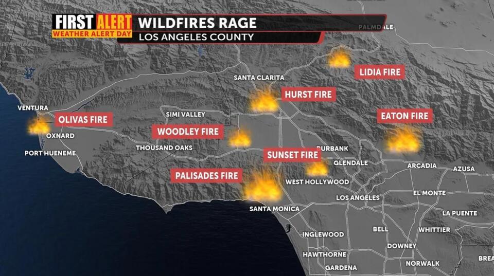 Wildfires burn more than 27,500 acres, and 1000 plus homes in Los ...