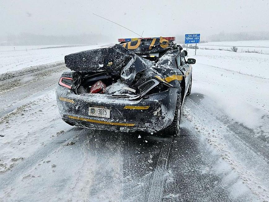 This New York State Police Cruiser Was Smashed By Tractor-Trailer Due ...