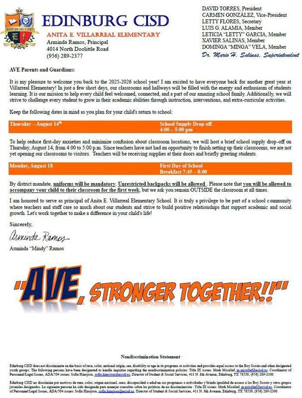 2025-2026 Welcome back letter!!! / ¡¡¡Carta de bienvenida!!! - NewsBreak