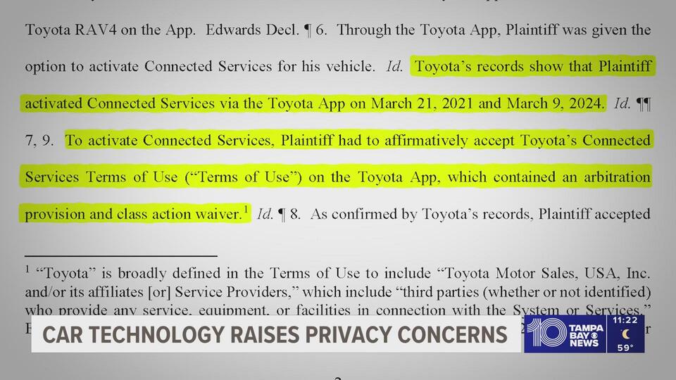 How much is your car tracking you? Polk County man suing Toyota alleges ...