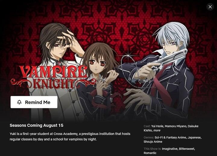 Vampire Knight “new seasons coming soon” to Netflix. The iconic anime ...