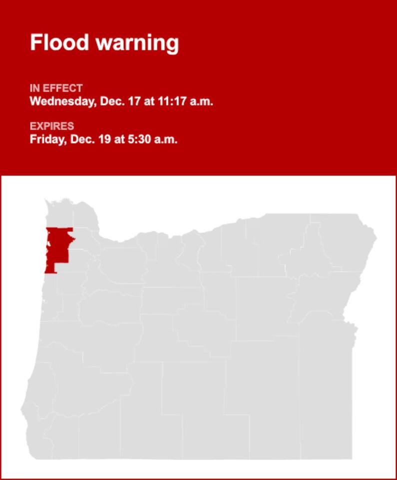 Flood warning for Tillamook County until early Friday morning – minor ...