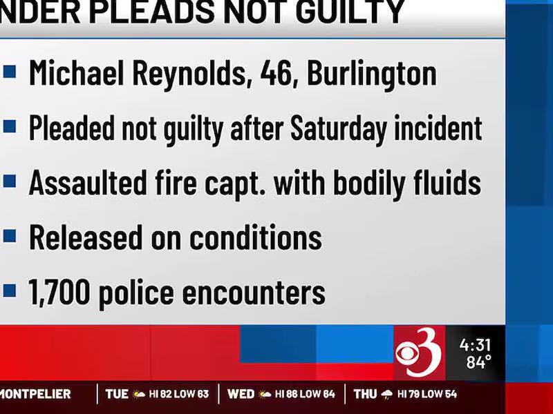 Burlington man with long rap sheet denies assaulting firefighters