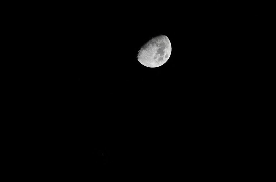 A bright blue-white star will appear beside the moon in the night sky ...