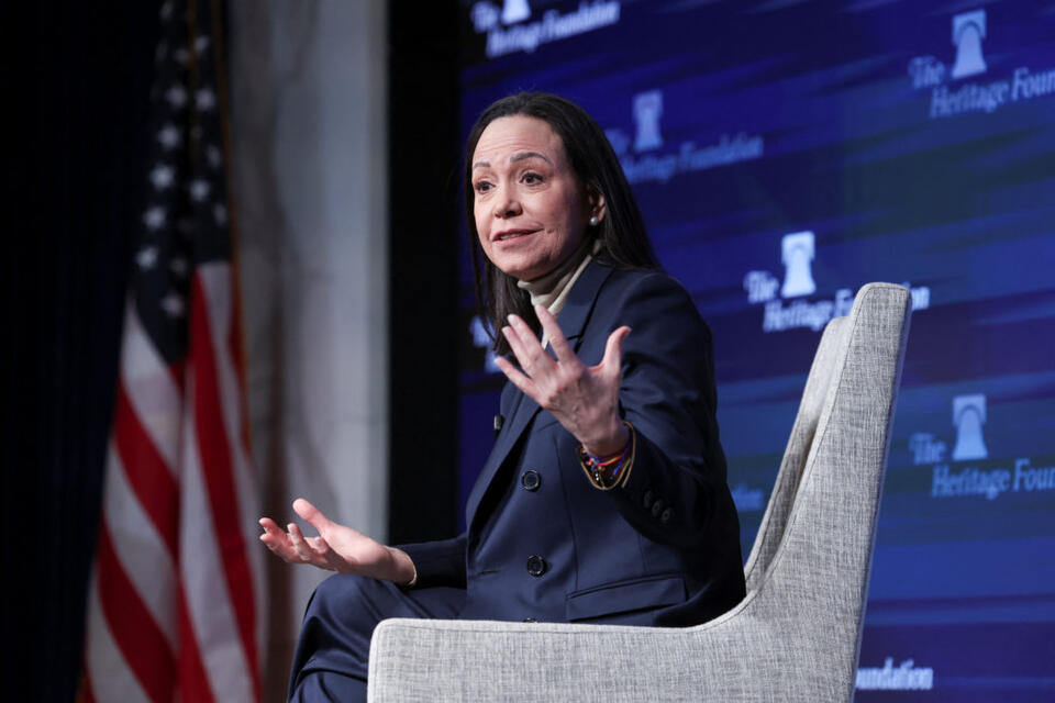 WATCH: Maria Corina Machado holds news conference after gifting Nobel ...