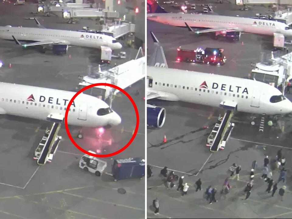 Wild video captures moment fireball explodes on Delta jet as passengers ...