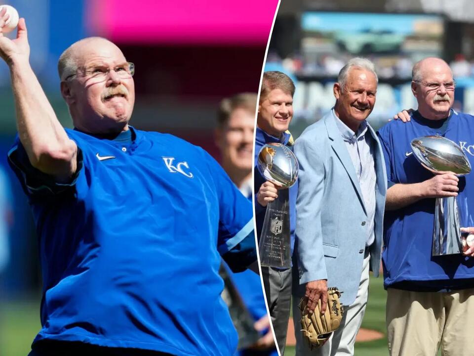 Andy Reid struts with Lombardi Trophy, throws perfect first pitch at ...