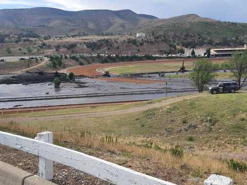 Ruidoso Downs racetrack flooded by Rio Ruidoso