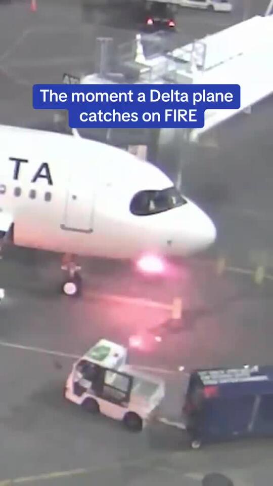 Stunning new video captures the moment a Delta plane caught fire ...