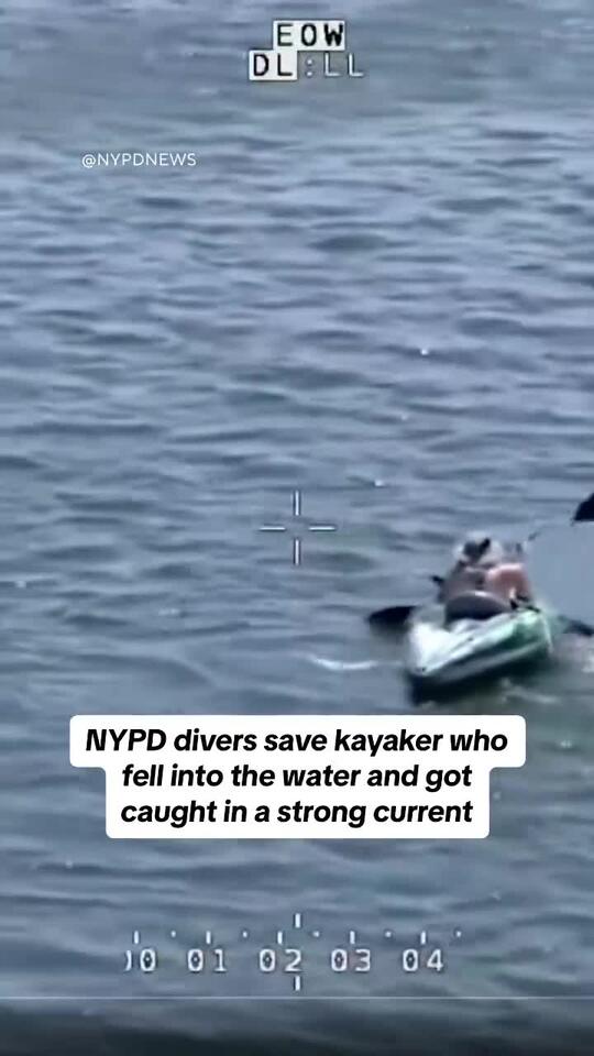 NYPD divers rescued a kayaker who fell into the water and got caught up ...