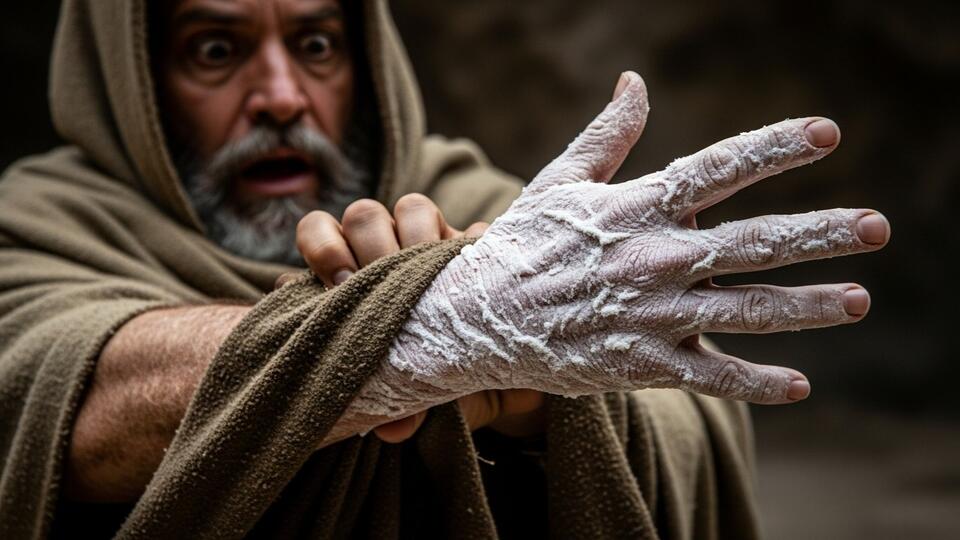 Moses put his hand inside his cloak, and it came out dead white (Exodus ...