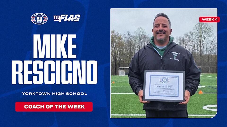Giants name Yorktown's Mike Rescigno Girls Flag Football Coach of the ...